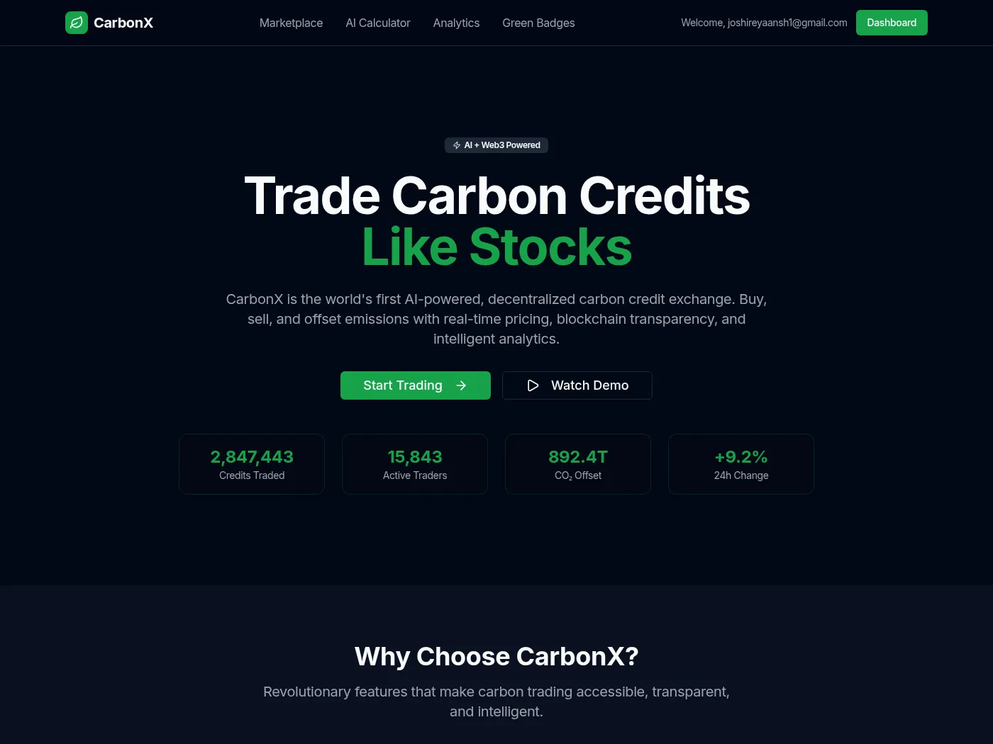 CarbonX: AI & Web3 Carbon Credit Exchange Platform