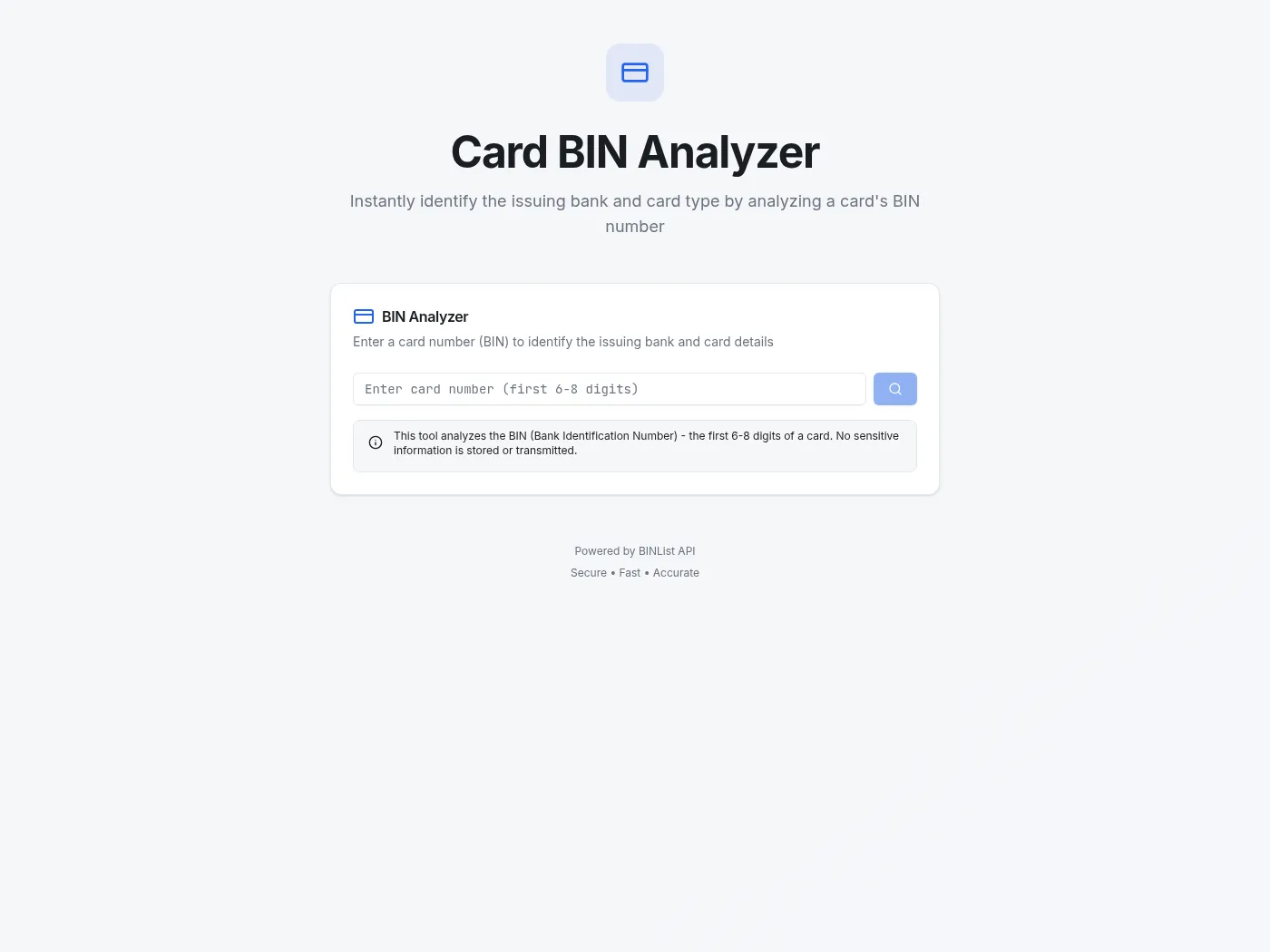 Card BIN Analyzer & Issuer Lookup
