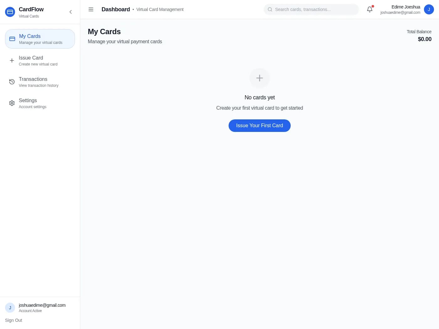 Card Issuance Web App with Flutterwave API