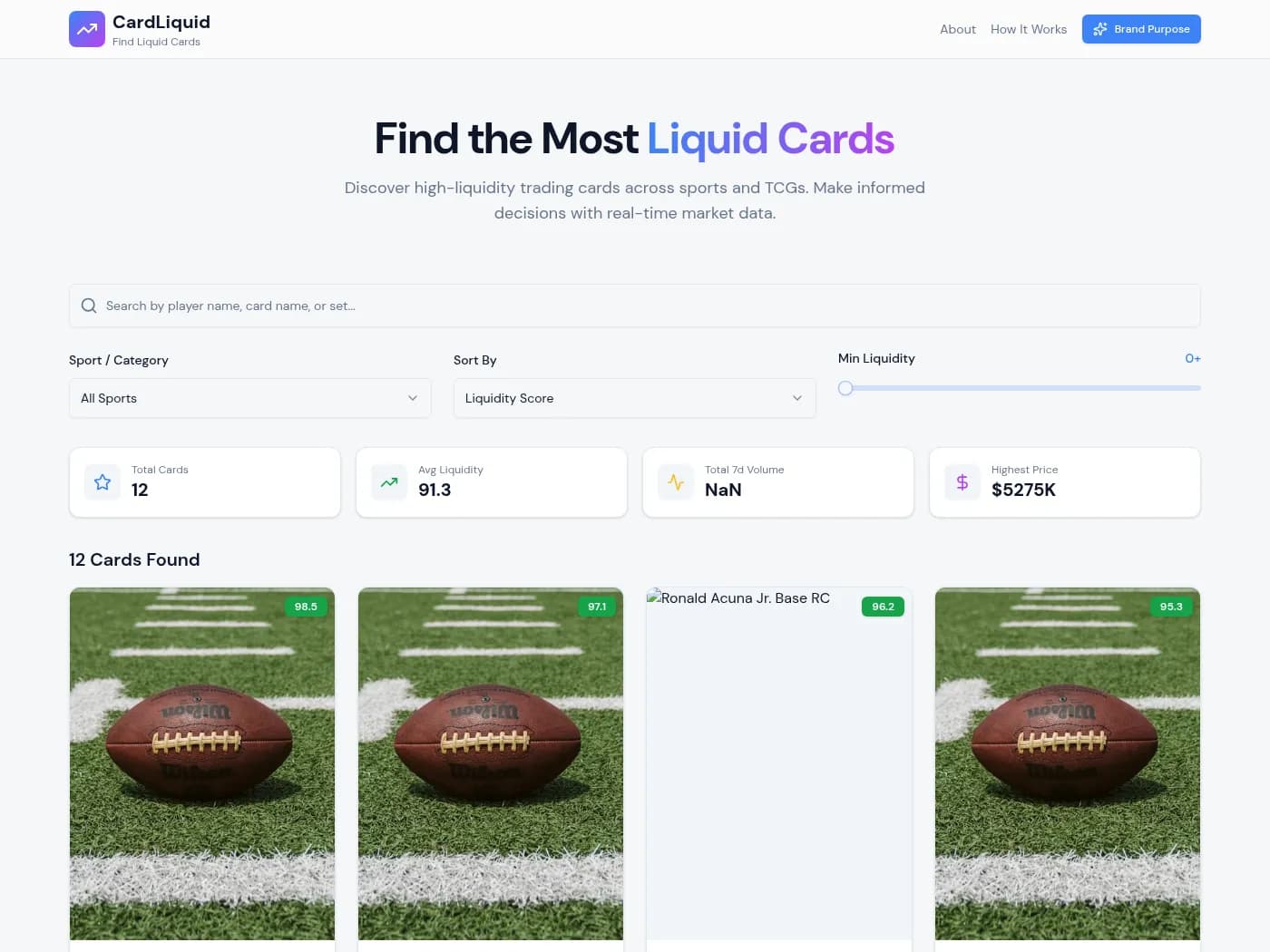 Baseball Card & TCG Liquidity Finder