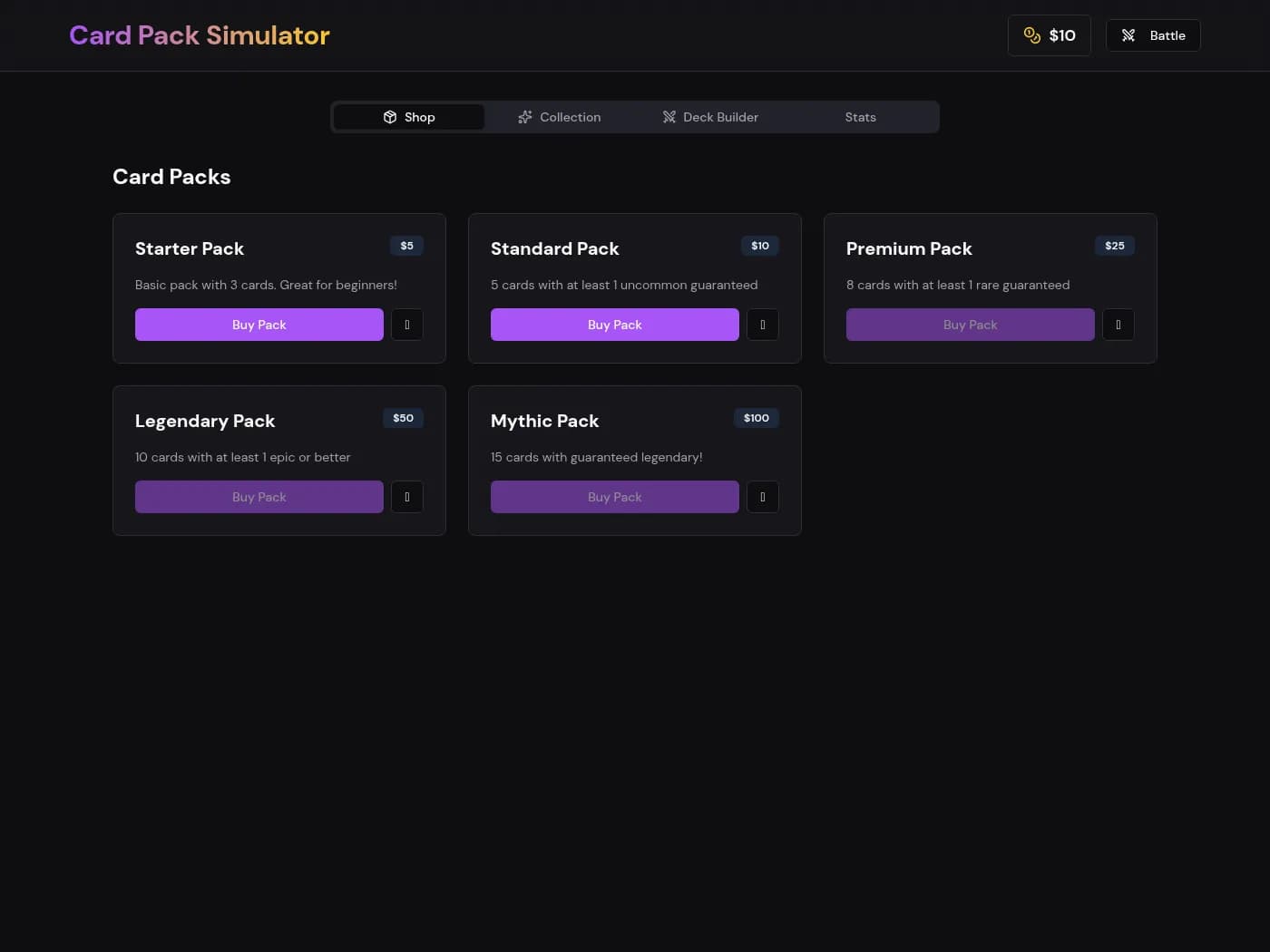 Card Pack Sim: Collect, Grade, and Battle
