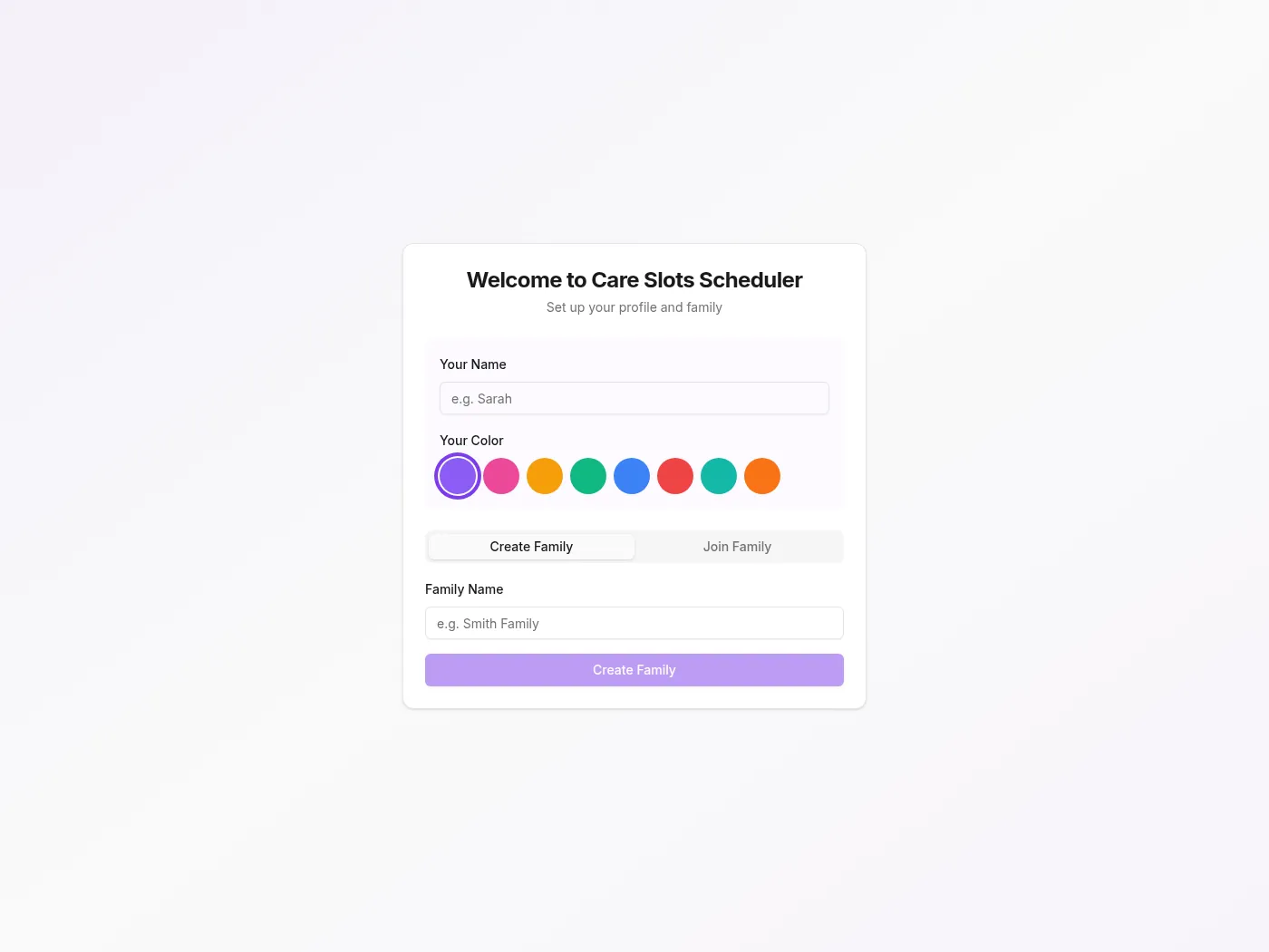 Care Slots Scheduler for Co-Parenting Families