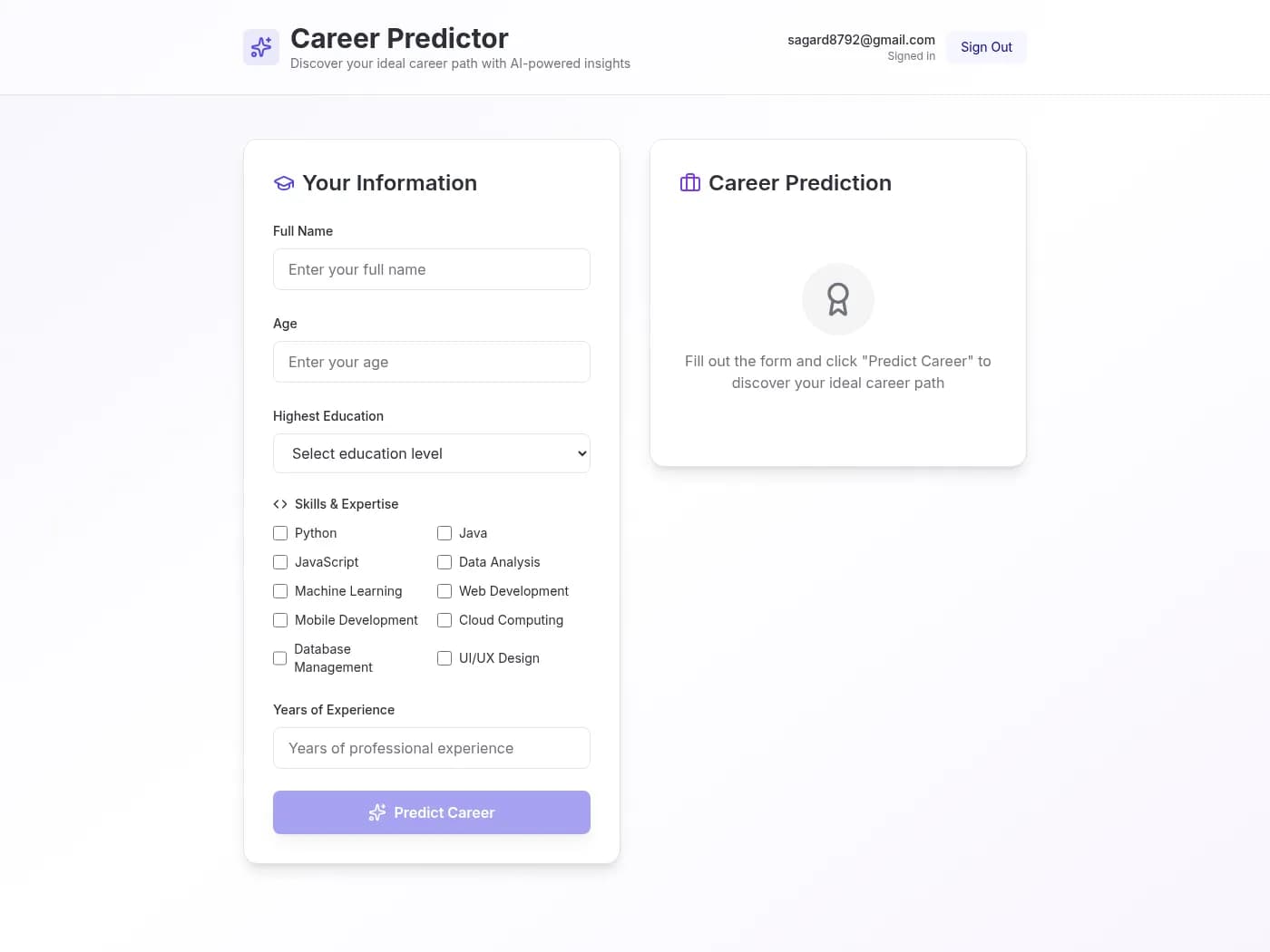 Career Predictor Web App