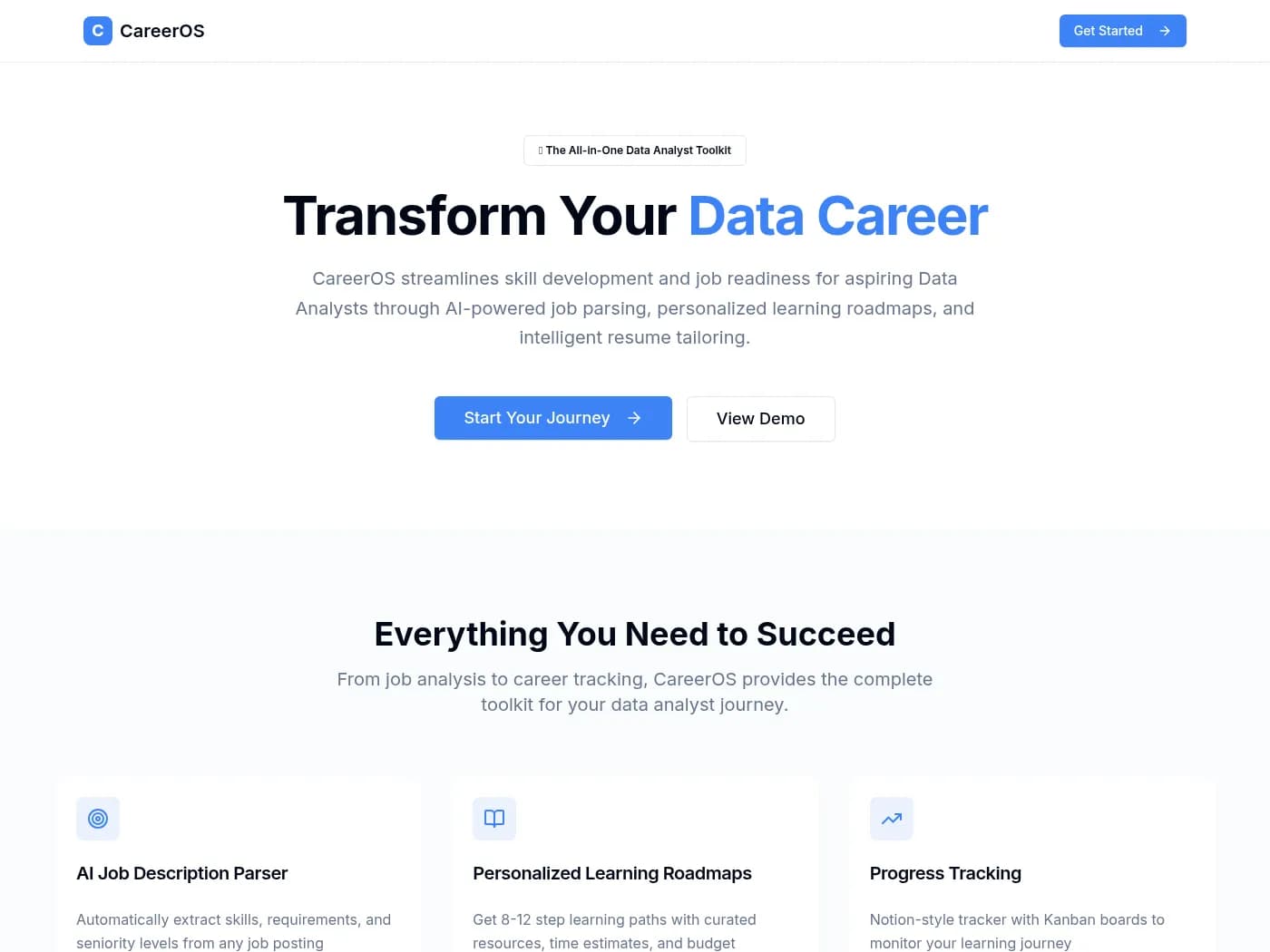 CareerOS – The All-in-One Data Analyst Career Toolkit MVP