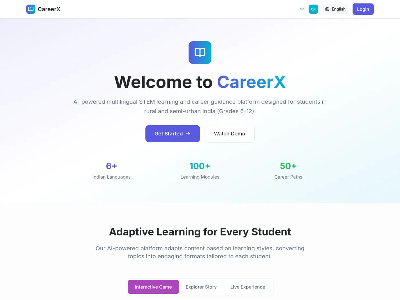 CareerX: AI-Powered Multilingual STEM & Career Guidance Platform for Rural India