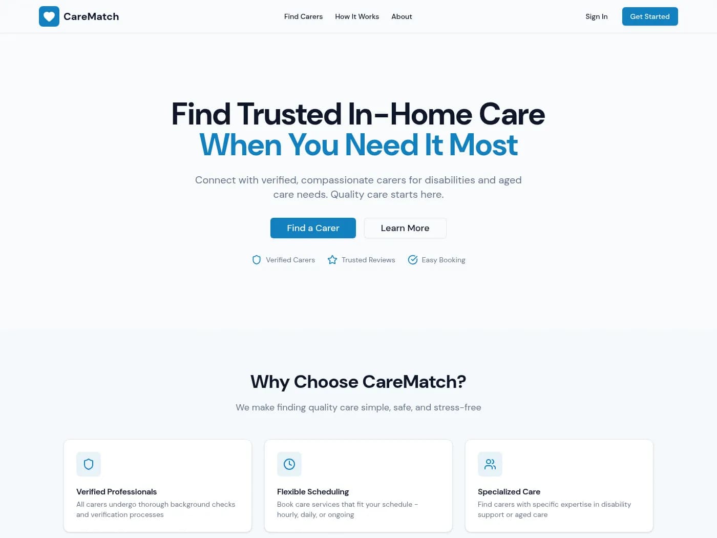 CareMatch: Private Carer Booking App