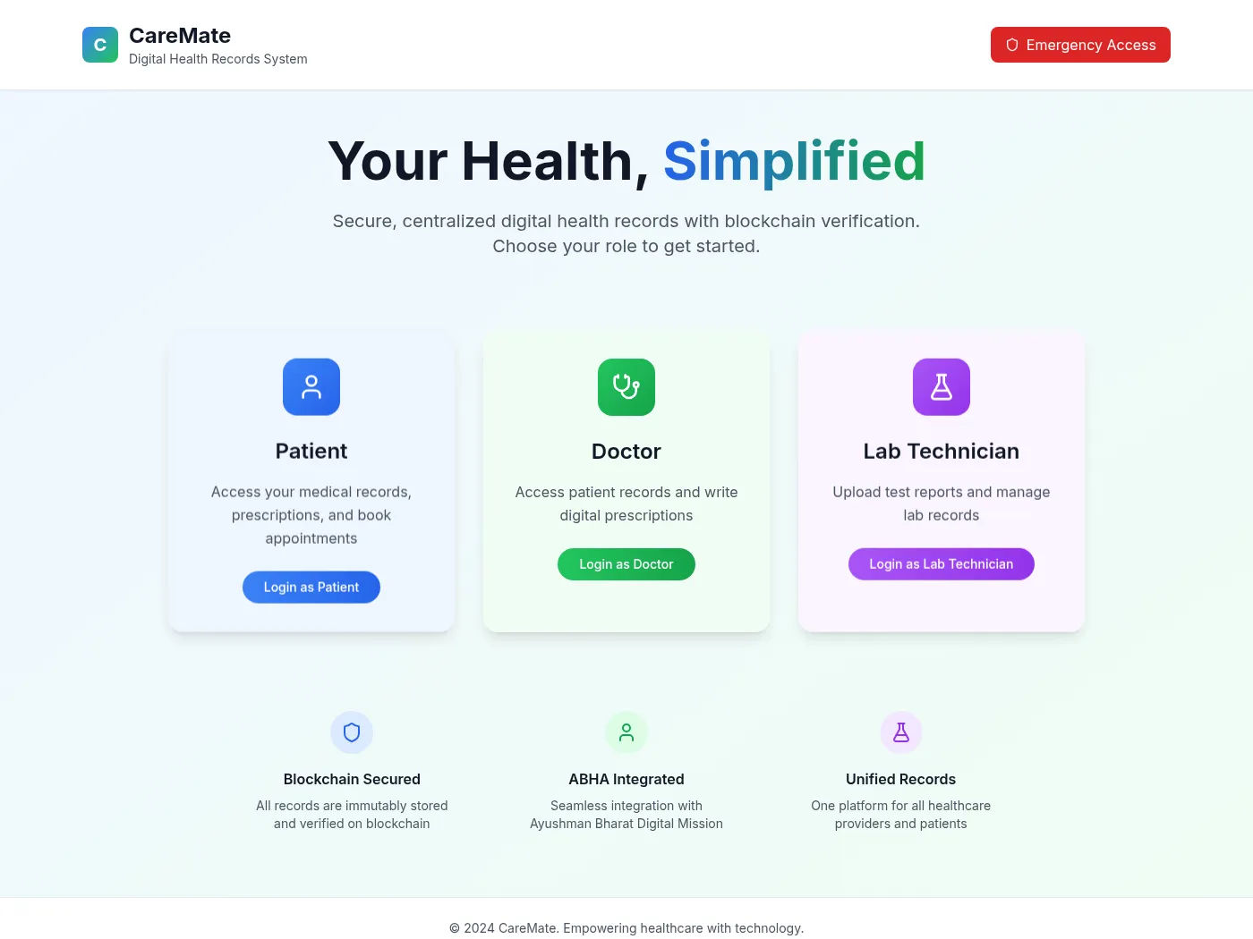 CareMate – Centralized Digital Health Records System