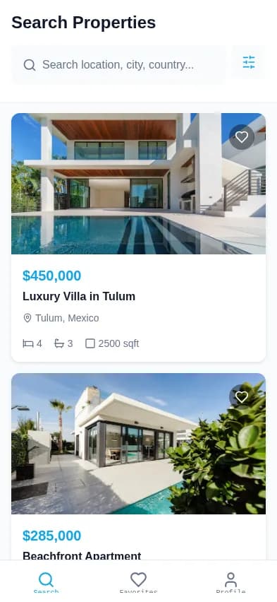 Caribbean & Central America Real Estate Finder Mobile App