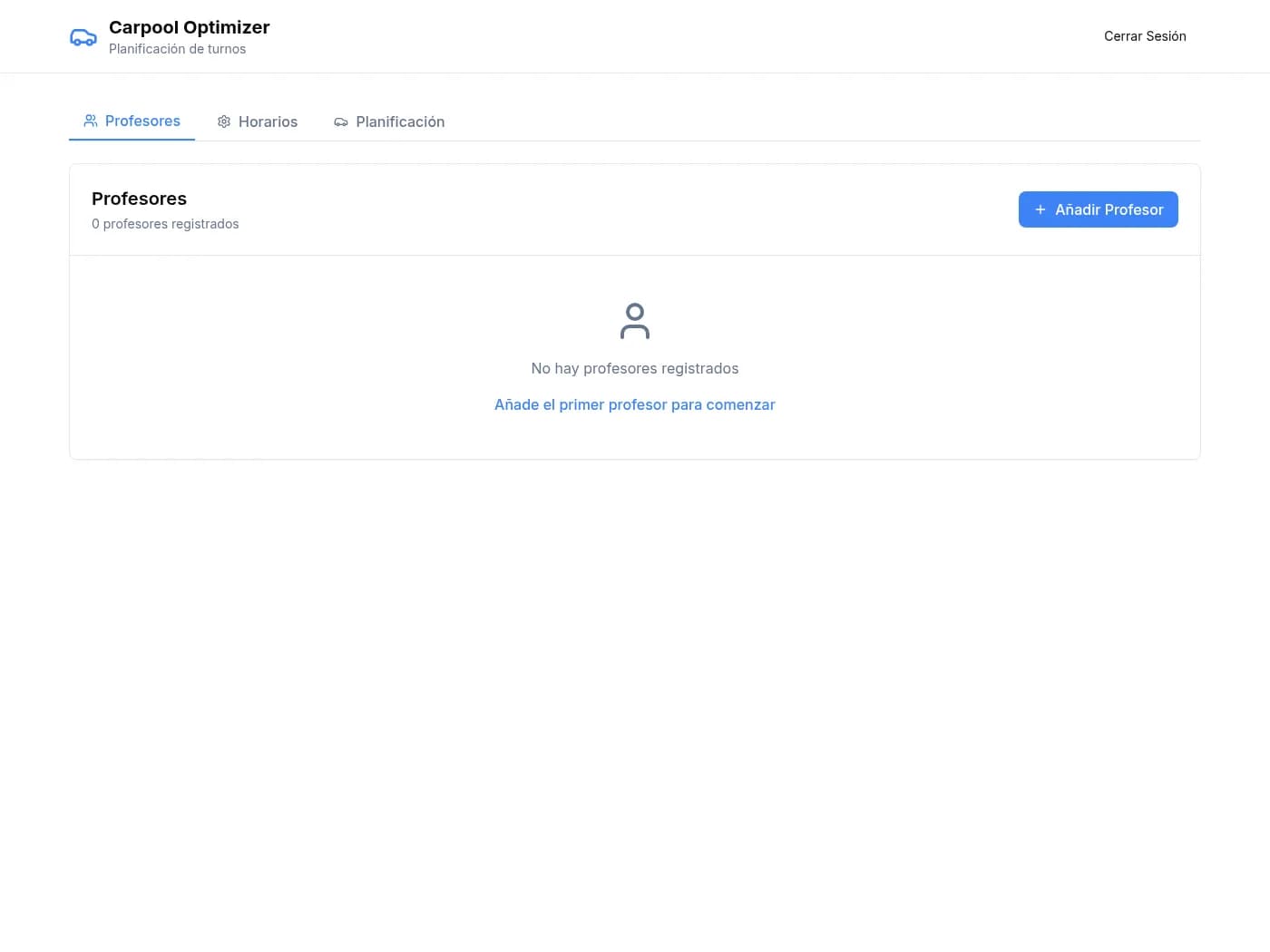 Carpool Planning Optimizer para Profesores entre Ciudades
