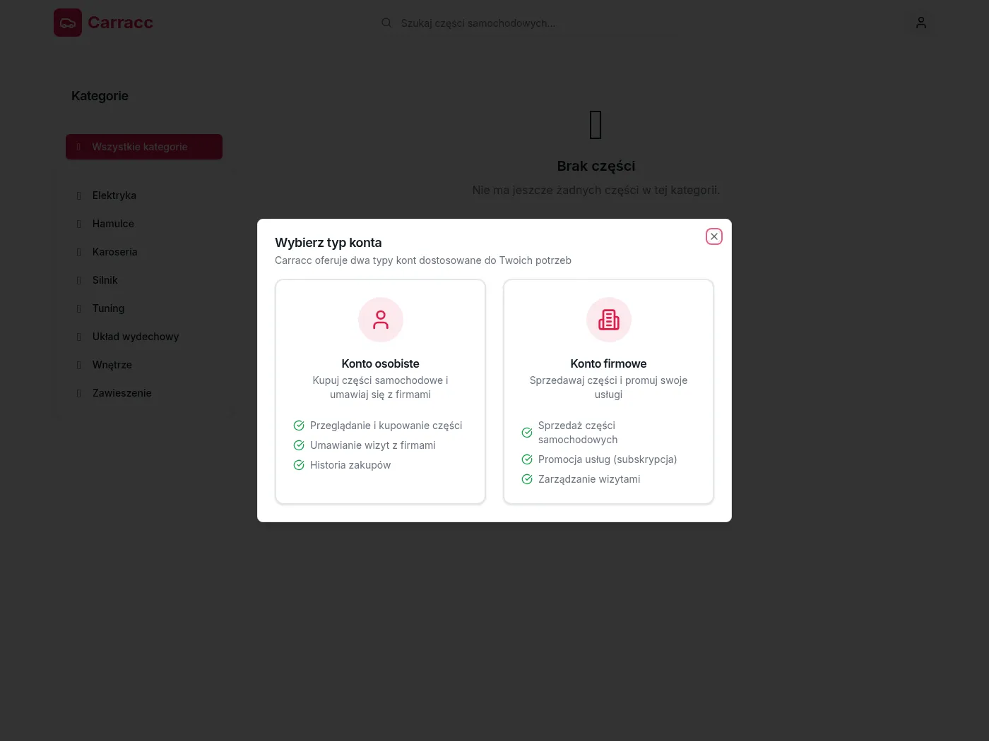 Carracc: Marketplace do części samochodowych z kontami klientów i firm