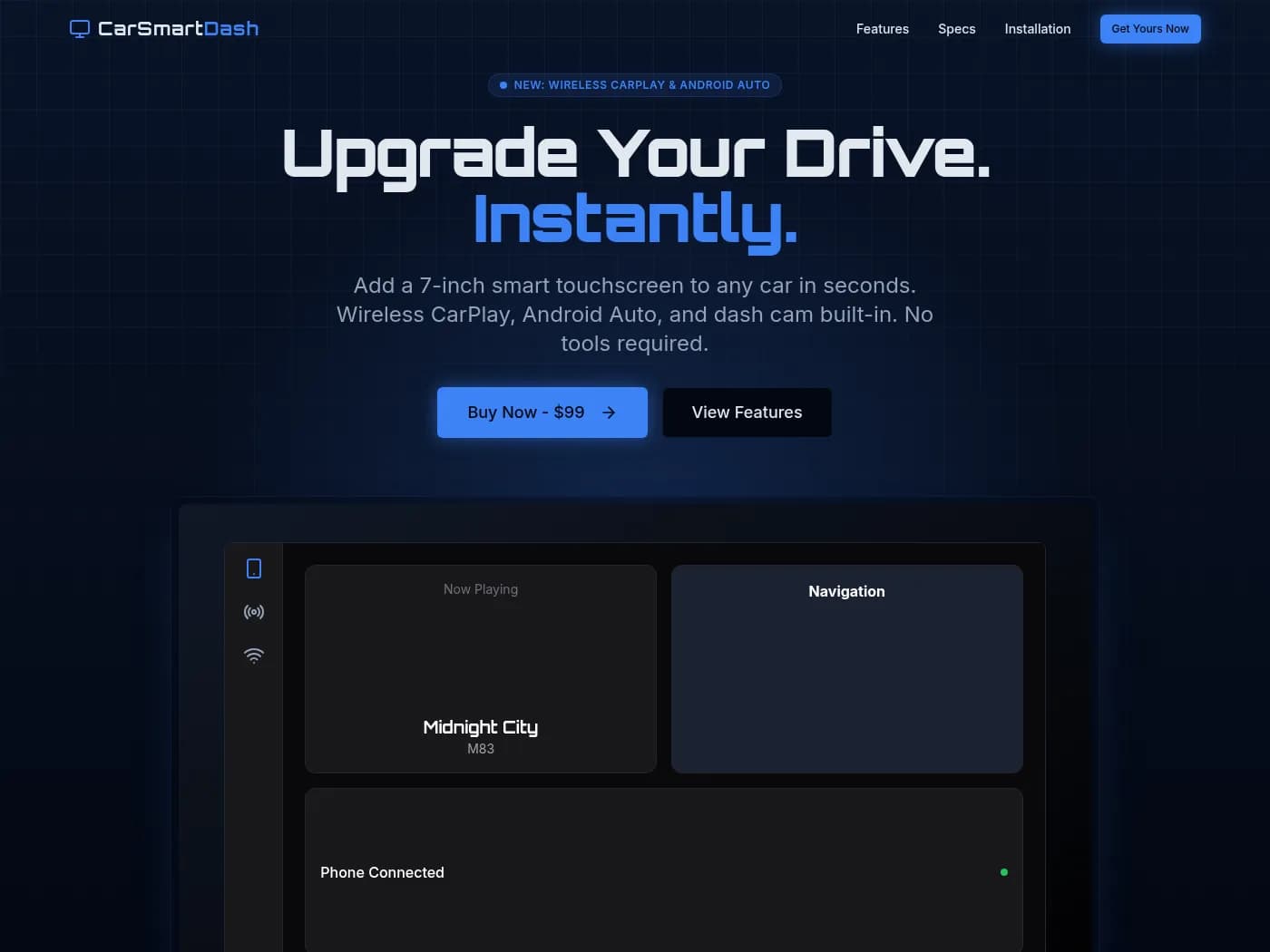 CarSmart Dash: Brand Website for Android Car Display
