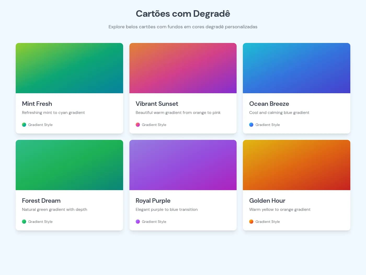 Cartões com Fundo em Degradê