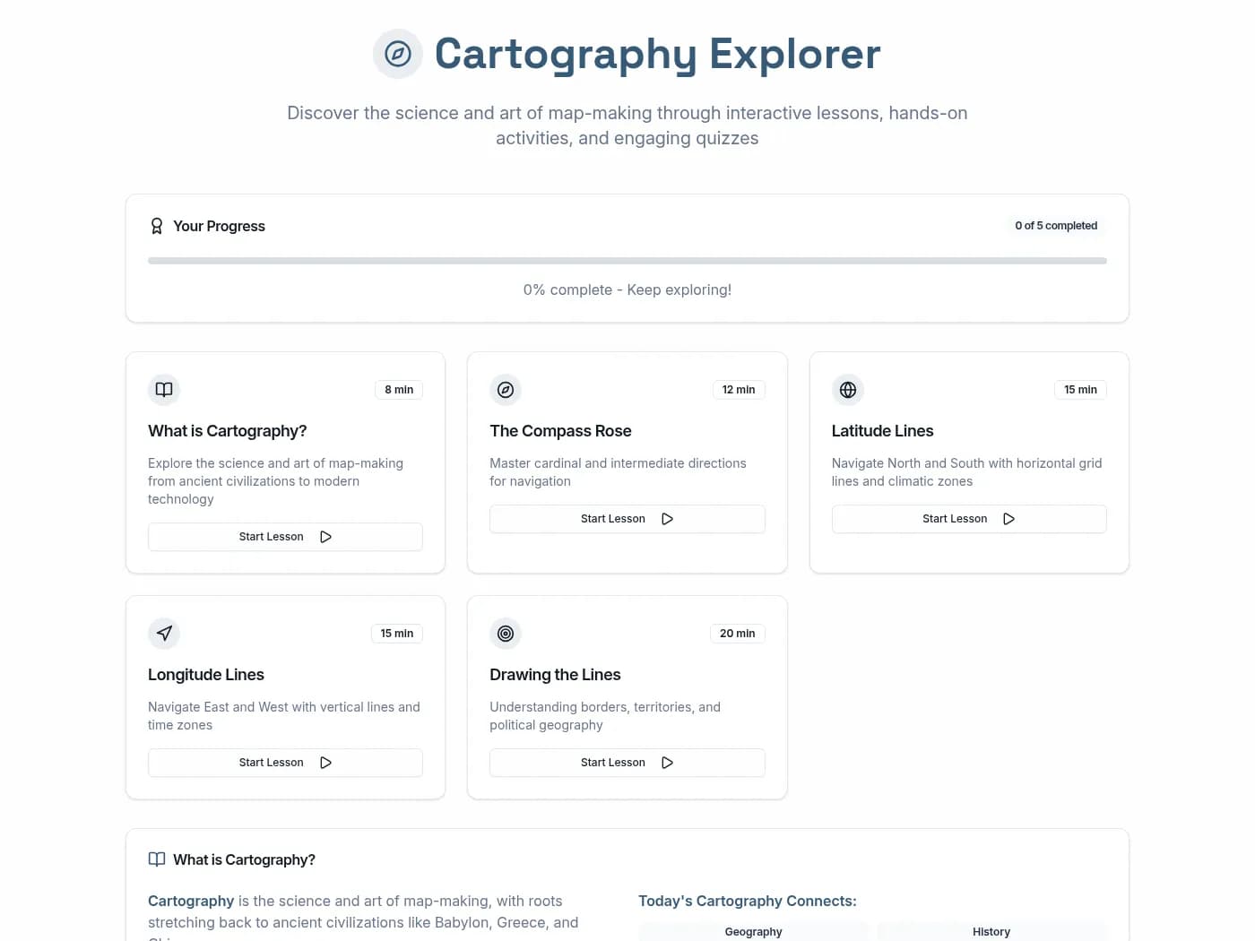 Cartography Explorer: Interactive Map-Making Lesson Platform