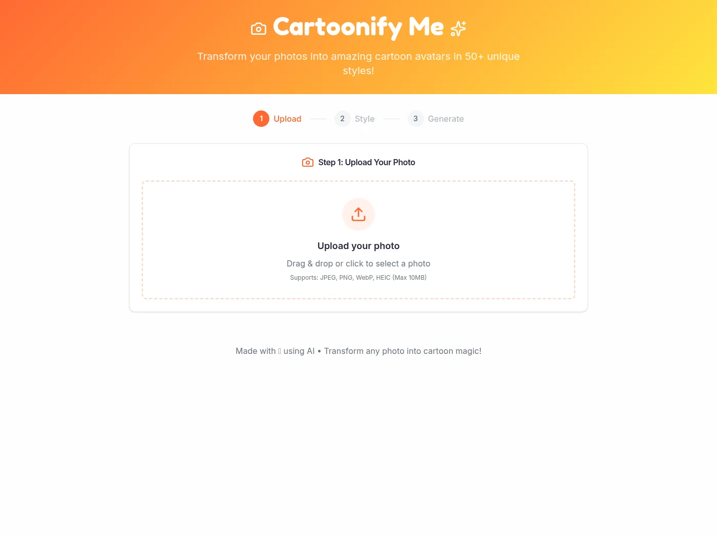 Cartoonify Me: Personalized Cartoon Avatars from Your Photos