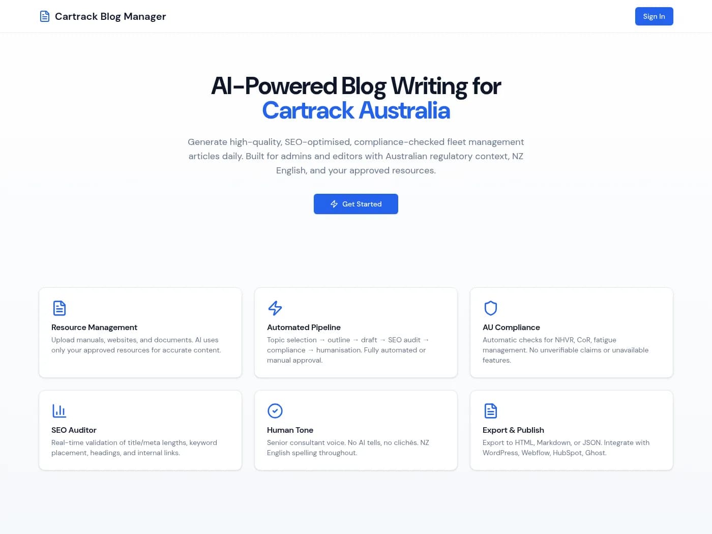 Cartrack Australia Blog Writing AI Agent
