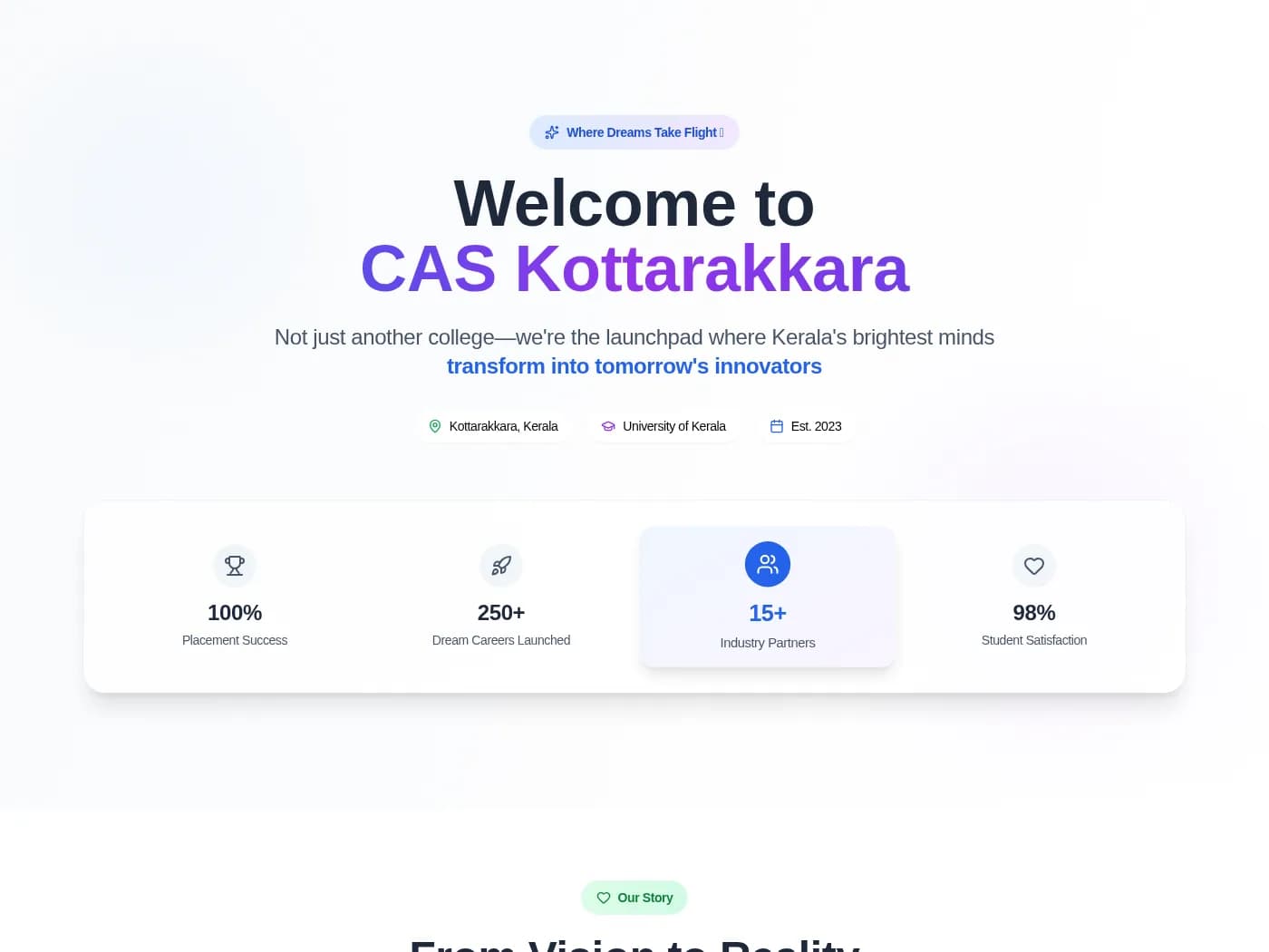 College of Applied Science Kottarakkara - About Page Revamp
