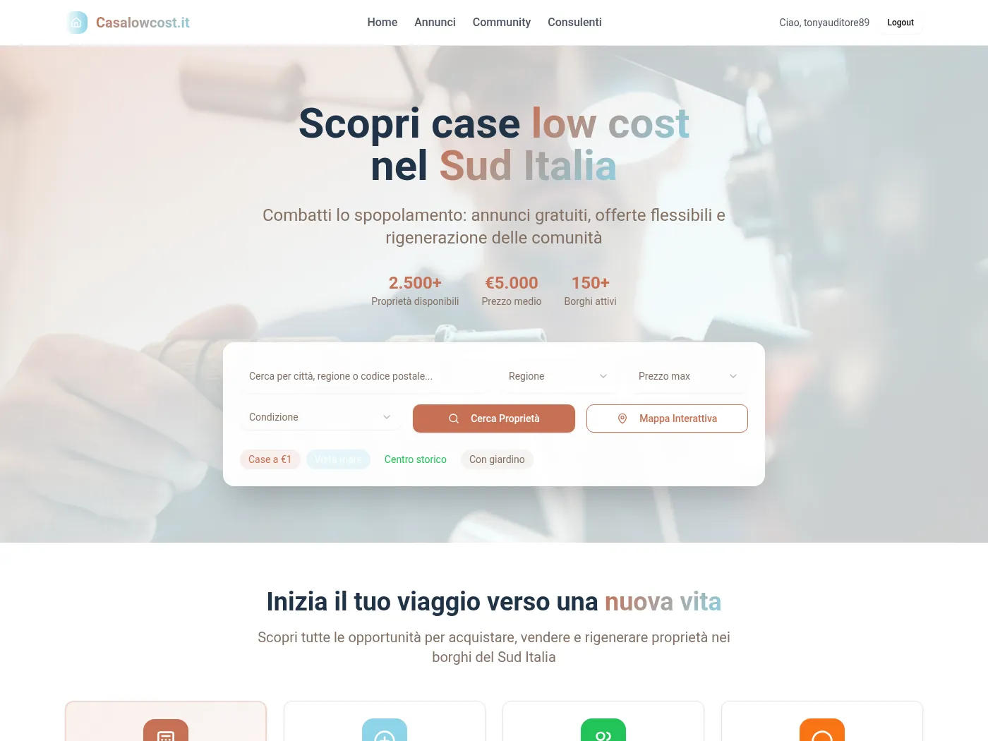 Casalowcost.it – Piattaforma Immobiliare Rigenerativa per il Sud Italia