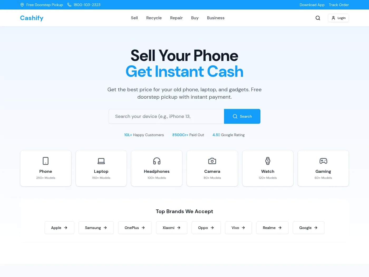 Cashify.in Website Clone