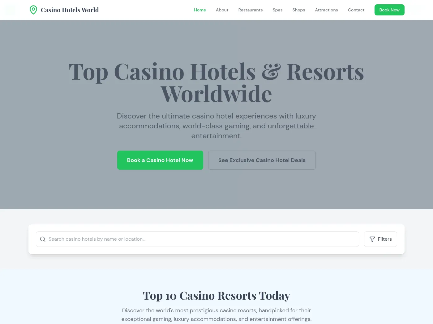 Casino Hotels World: The Ultimate Responsive Front-End for Booking Luxury Casino Resorts
