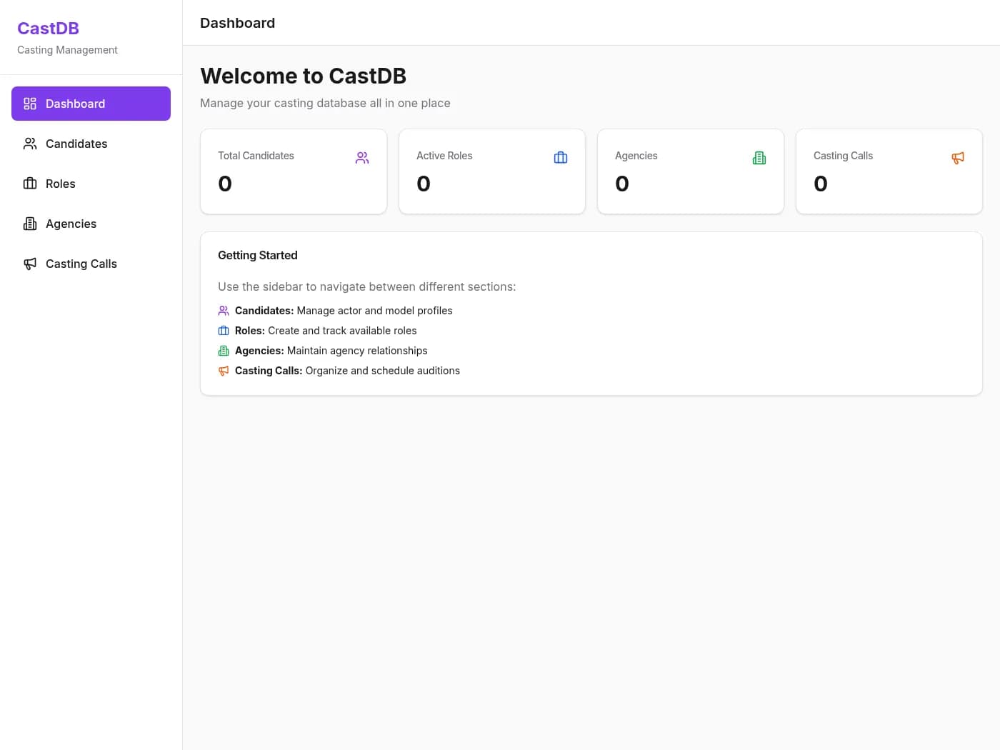 Casting Database Platform