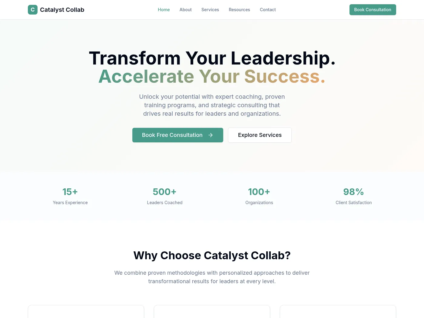 Catalyst Collab Leadership Development Website Revamp