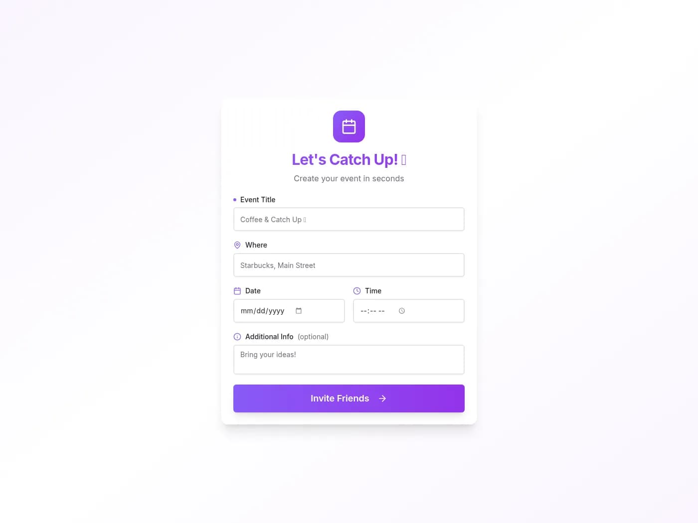 Catch Up With Friends - Effortless Event Inviter