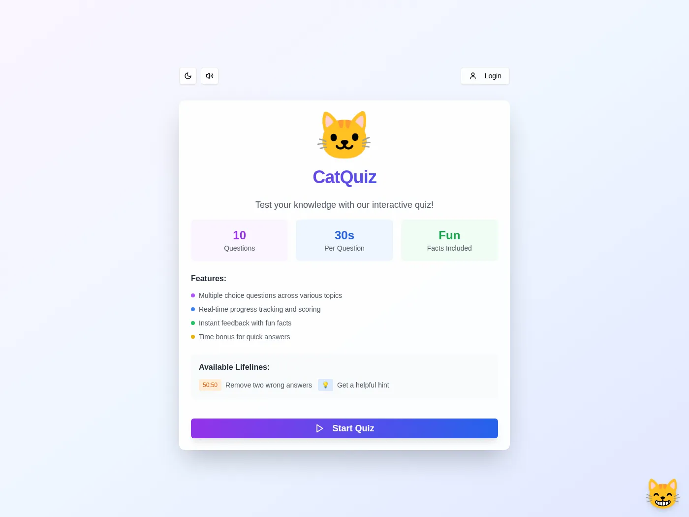 CatQuiz: Interactive Single-Player Quiz App with Java Backend