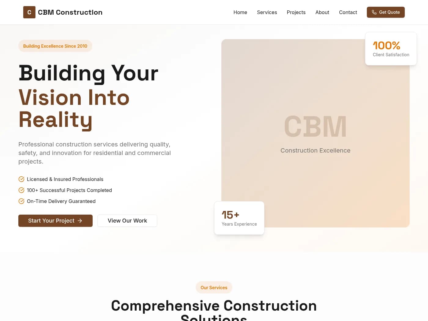 CBM Construction Company Website