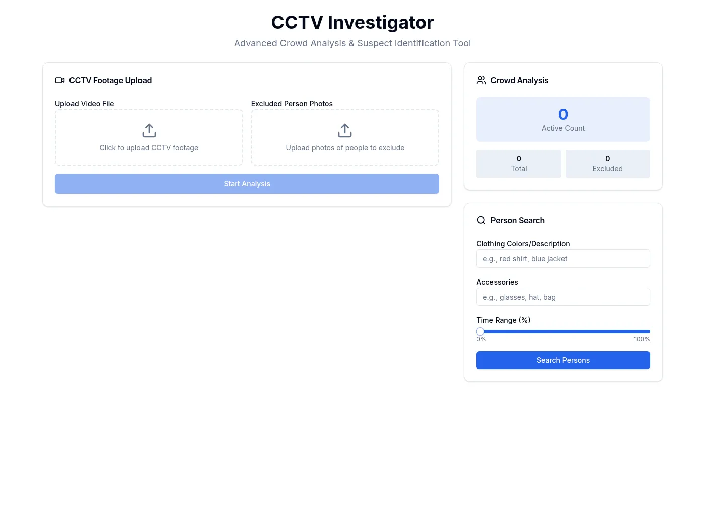 CCTV Investigator: Smart Crowd & Suspect Analysis Tool