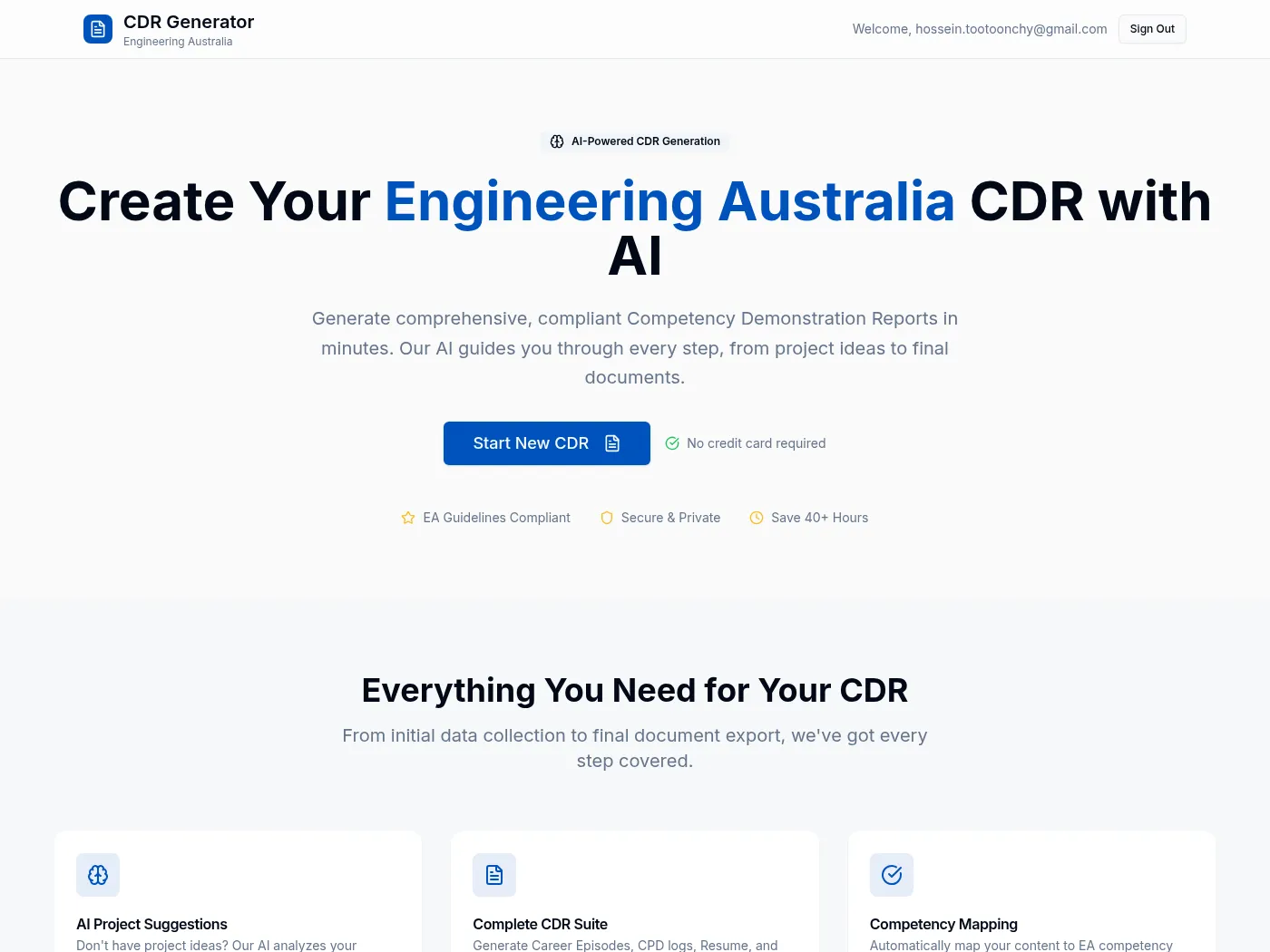 CDR Generation Platform for Engineering Australia