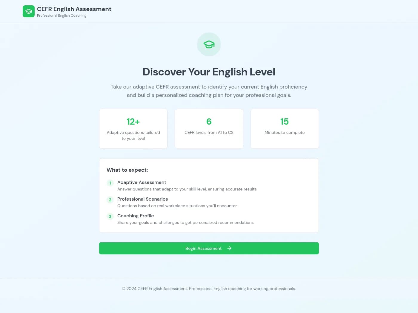 CEFR English Assessment and Coaching Profile Tool