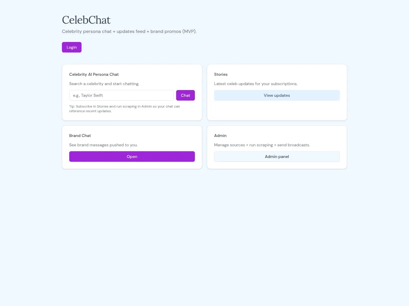 CelebChat AI Webapp