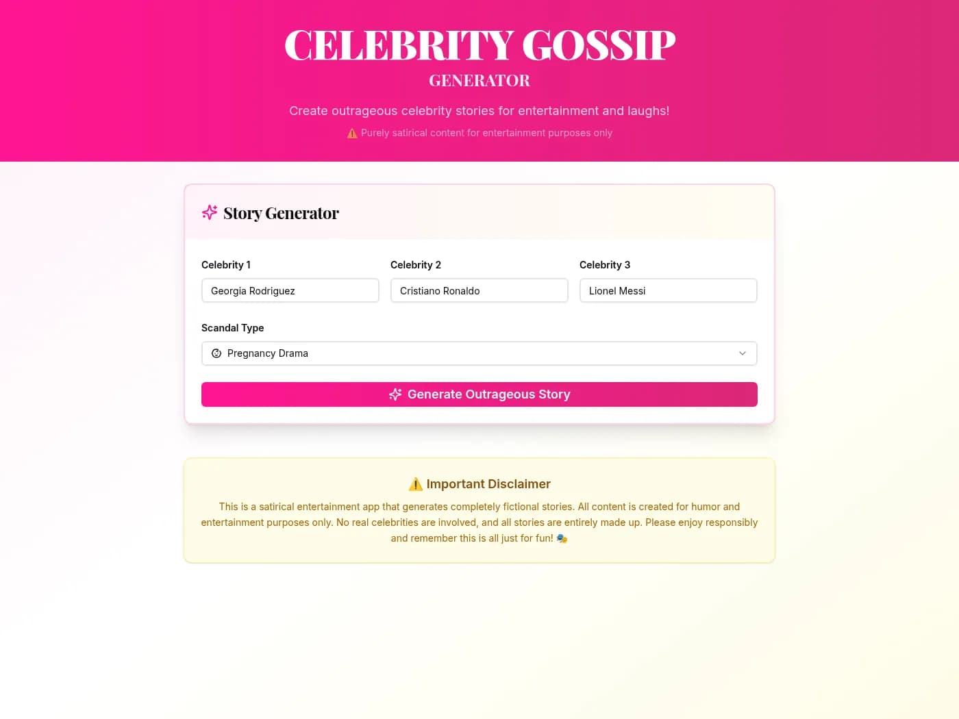 Celebrity Gossip Generator: Georgia Rodríguez's Wild Story