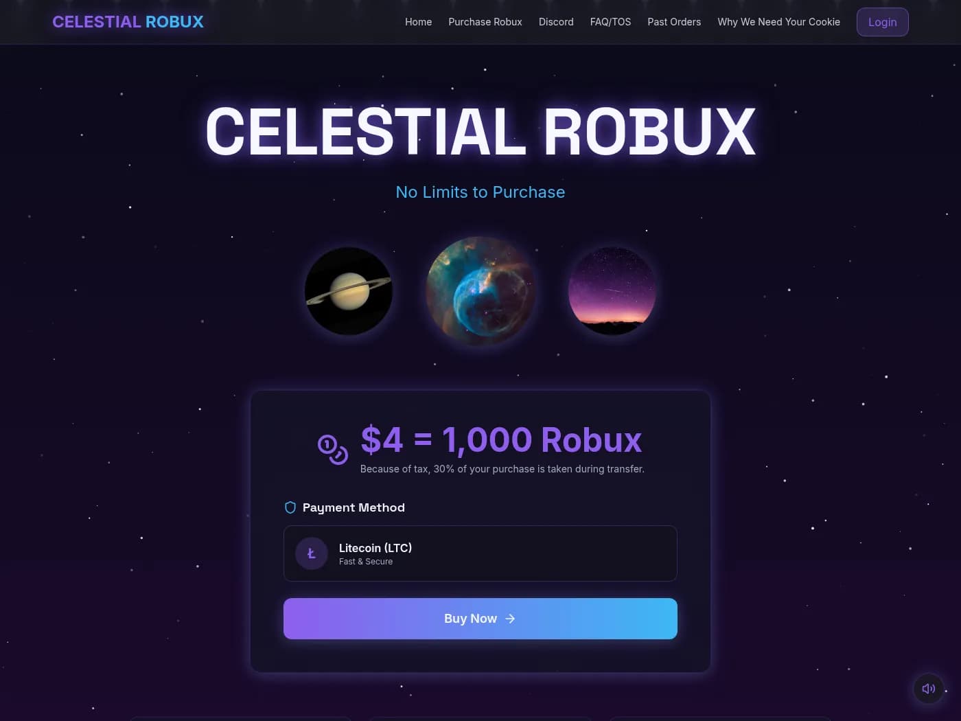 Celestial Robux – Winter Space-Themed Robux Purchase Platform