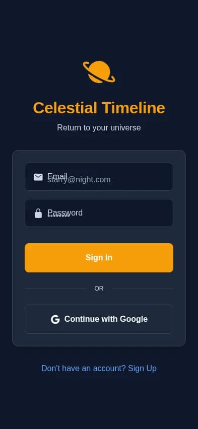 Celestial Timeline App