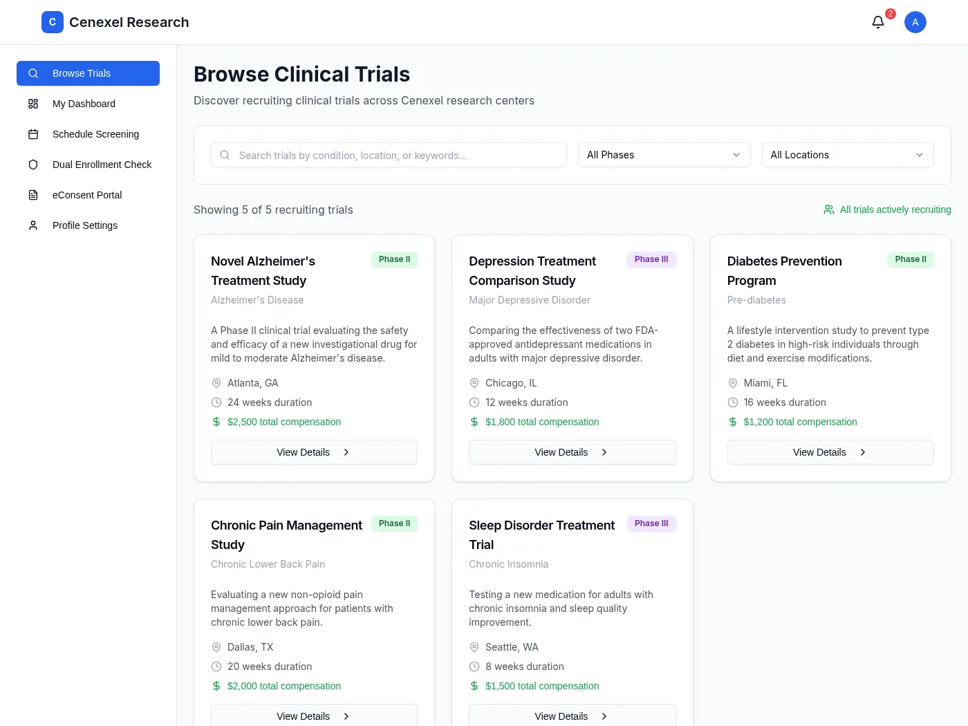 Cenexel Research Volunteer Portal