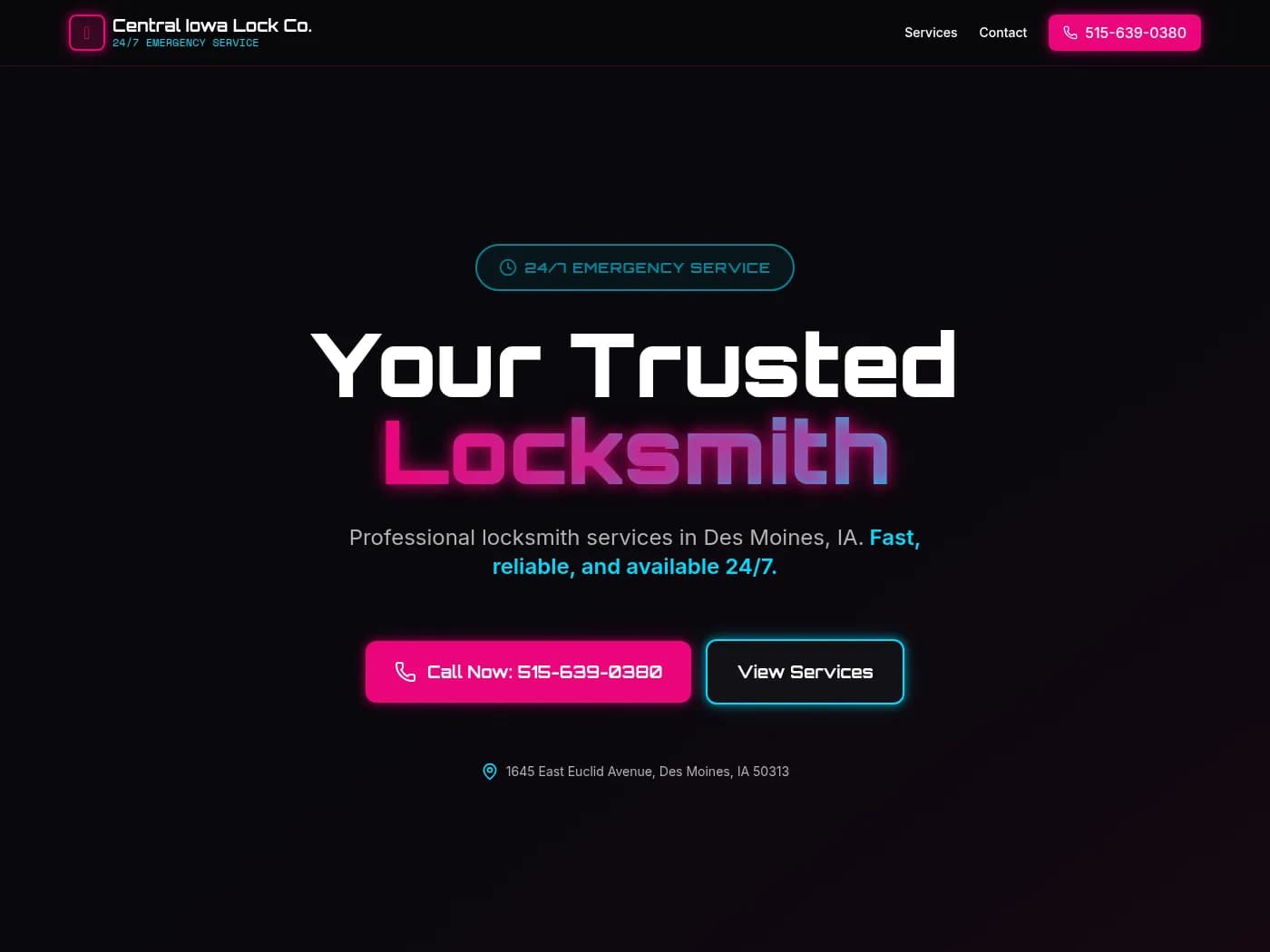 Central Iowa Lock Co. Neon Locksmith Website