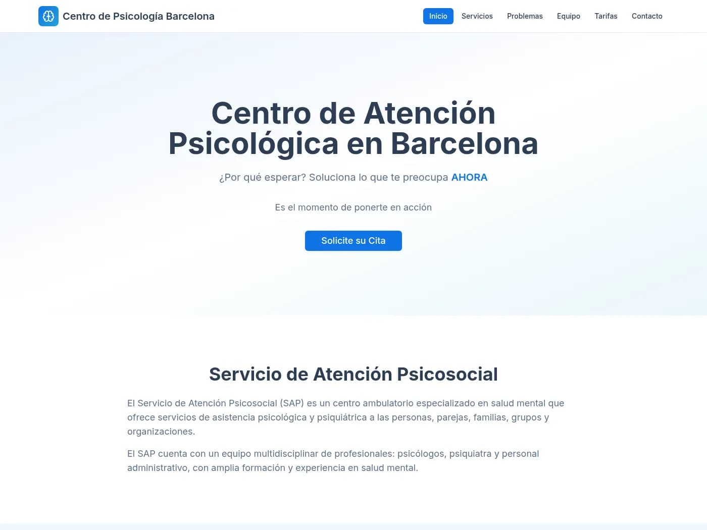 Sitio Web Profesional para Centro de Psicología en Barcelona