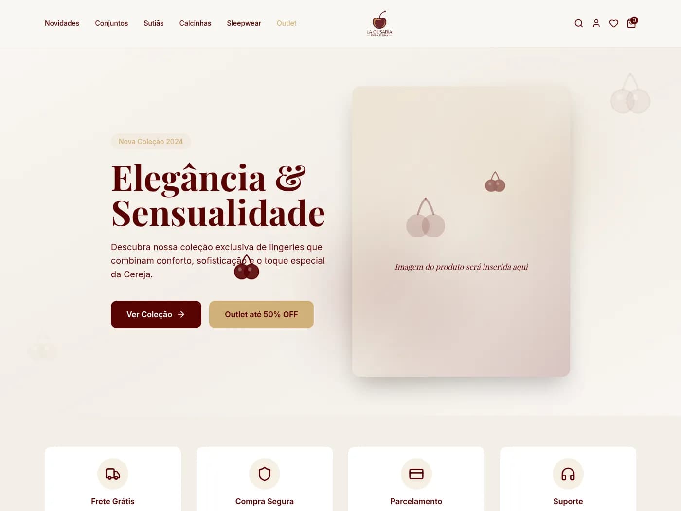 Cereja Lingerie Storefront Revamp with Custom Branding and Visual Elements