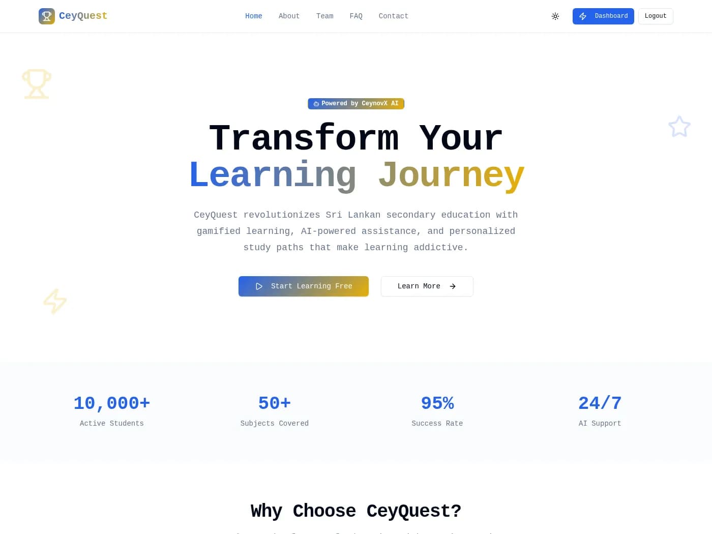 CeyQuest: Gamified AI-Powered Learning Platform for Sri Lankan Students