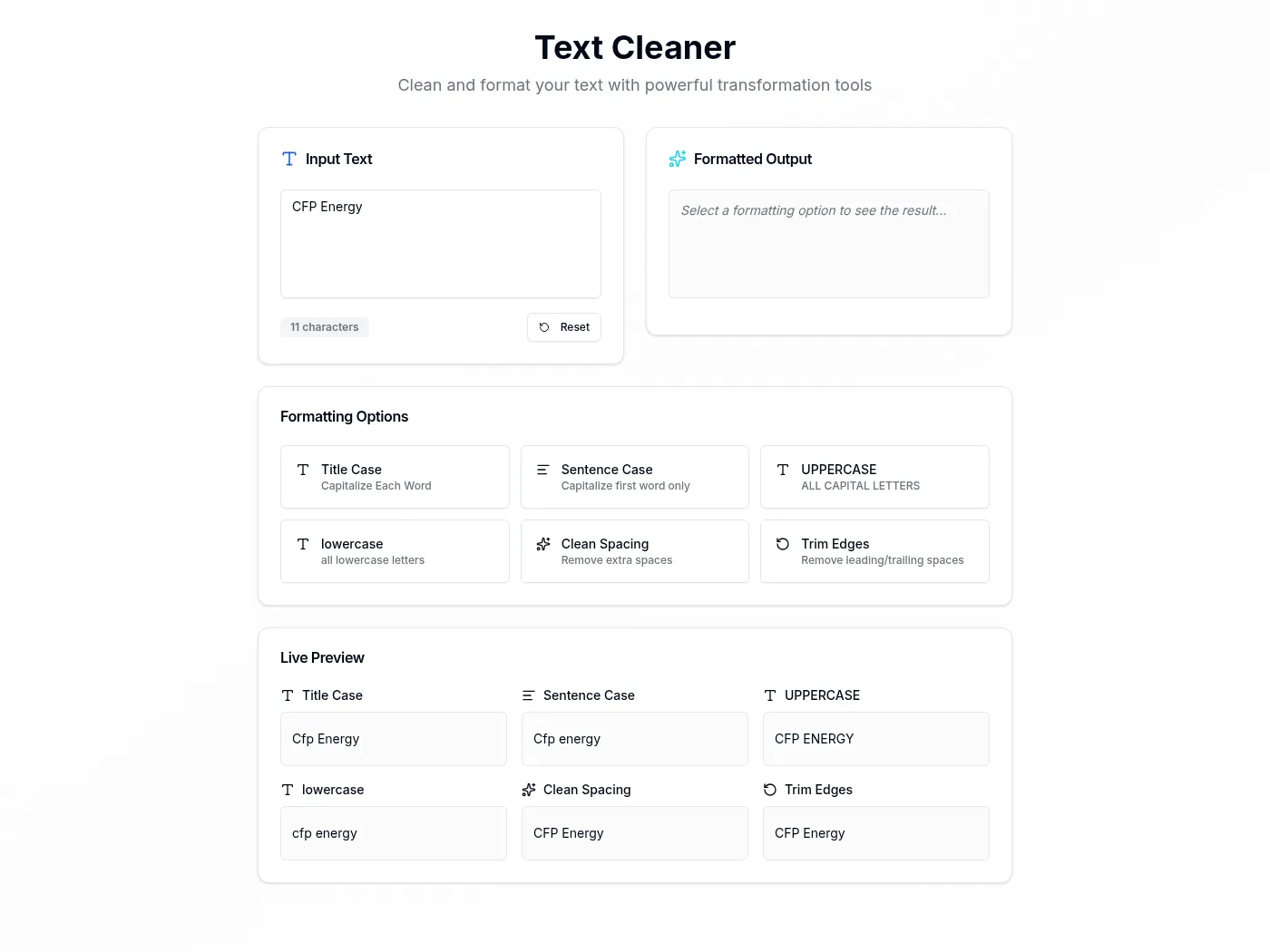 CFP Energy Text Cleaner