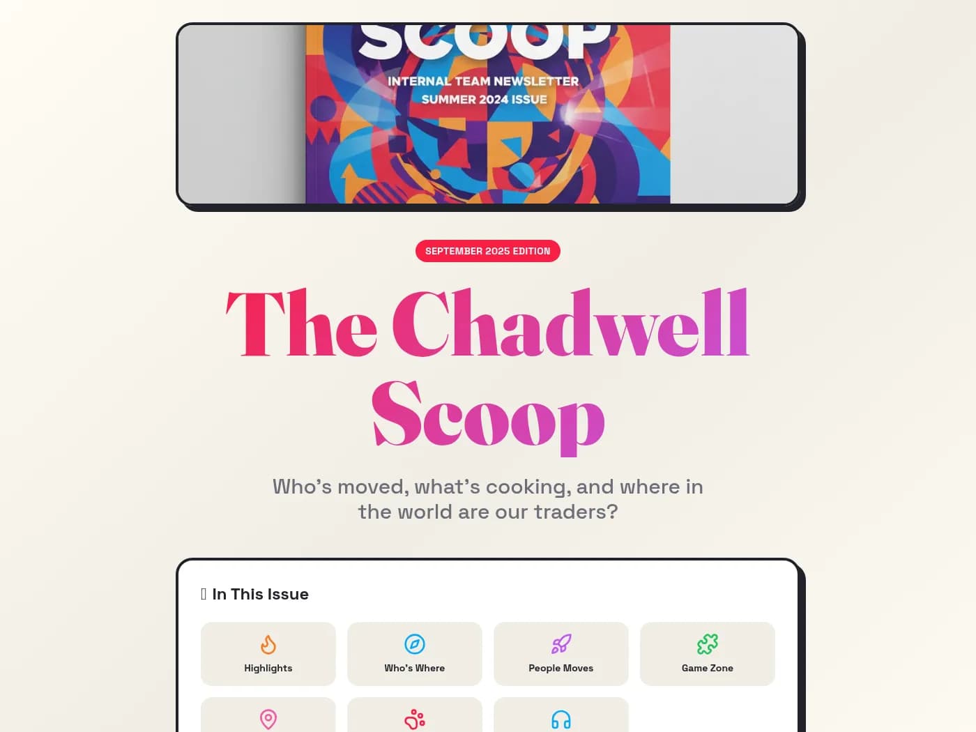 The Chadwell Scoop: Interactive Internal Newsletter Platform