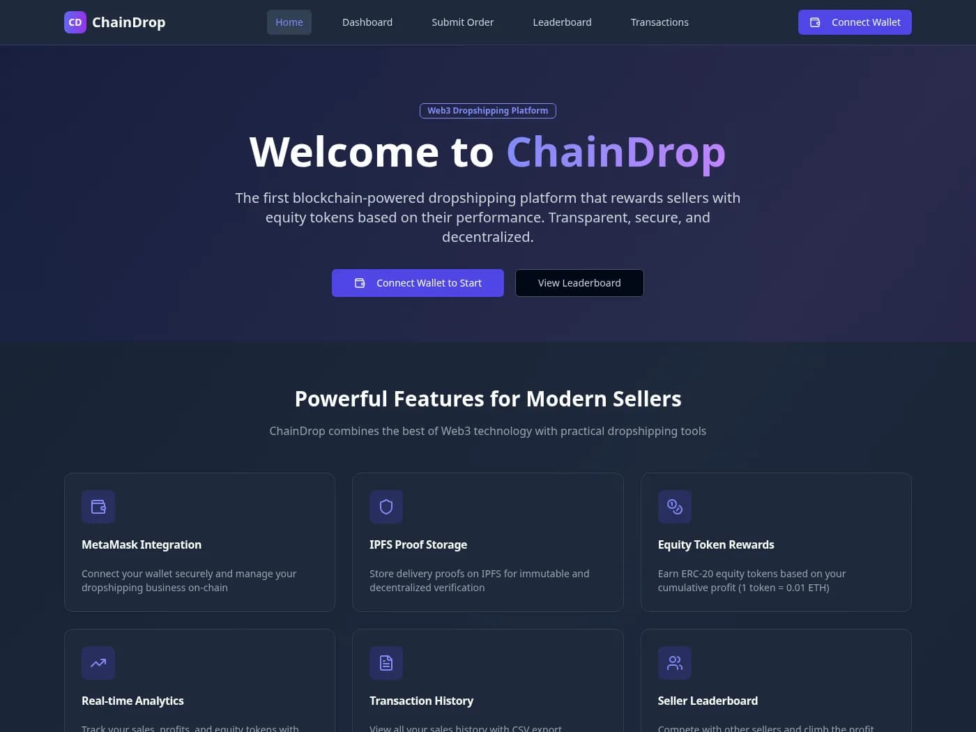 ChainDrop: Blockchain-Powered Dropshipping Platform