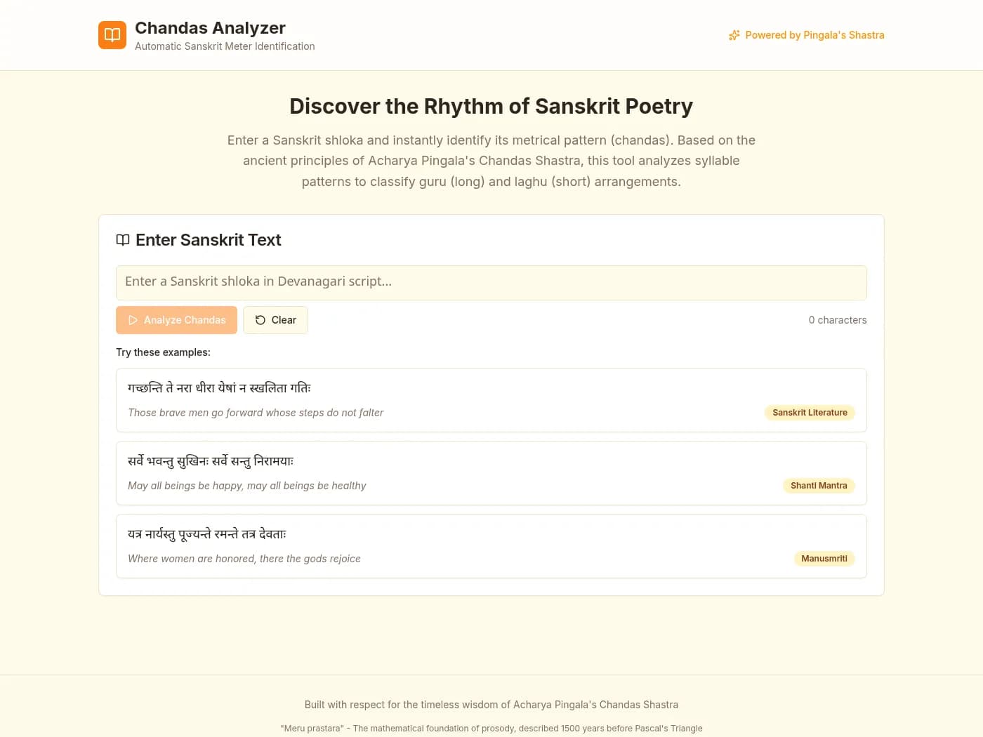 Chandas Analyzer: Automatic Identification of Poetic Meters