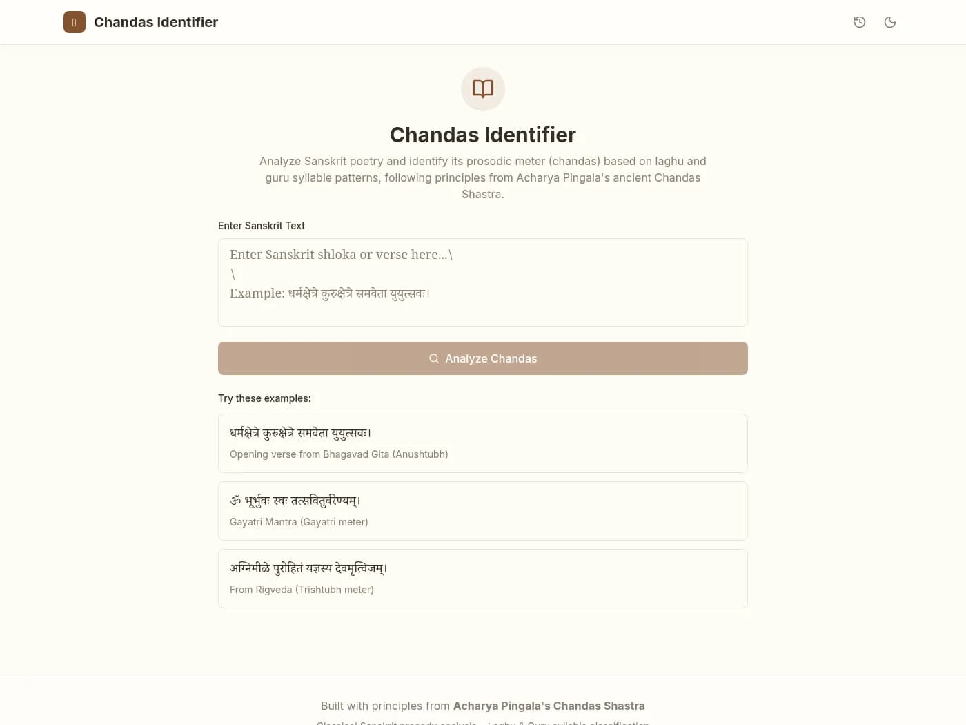 Chandas Identifier: Sanskrit Prosody Recognition Tool