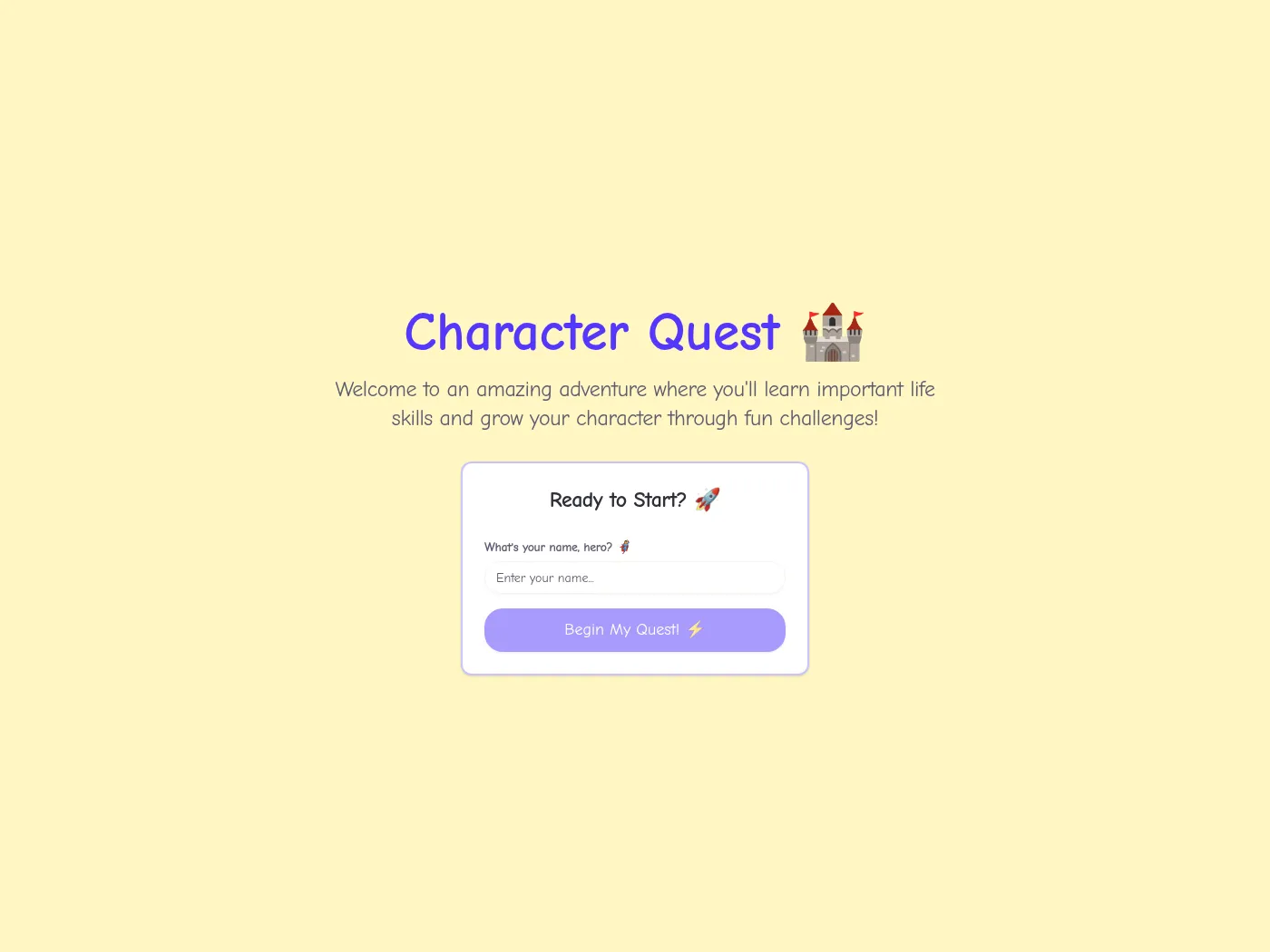 Character Quest: A Children's Game for Building Life Skills