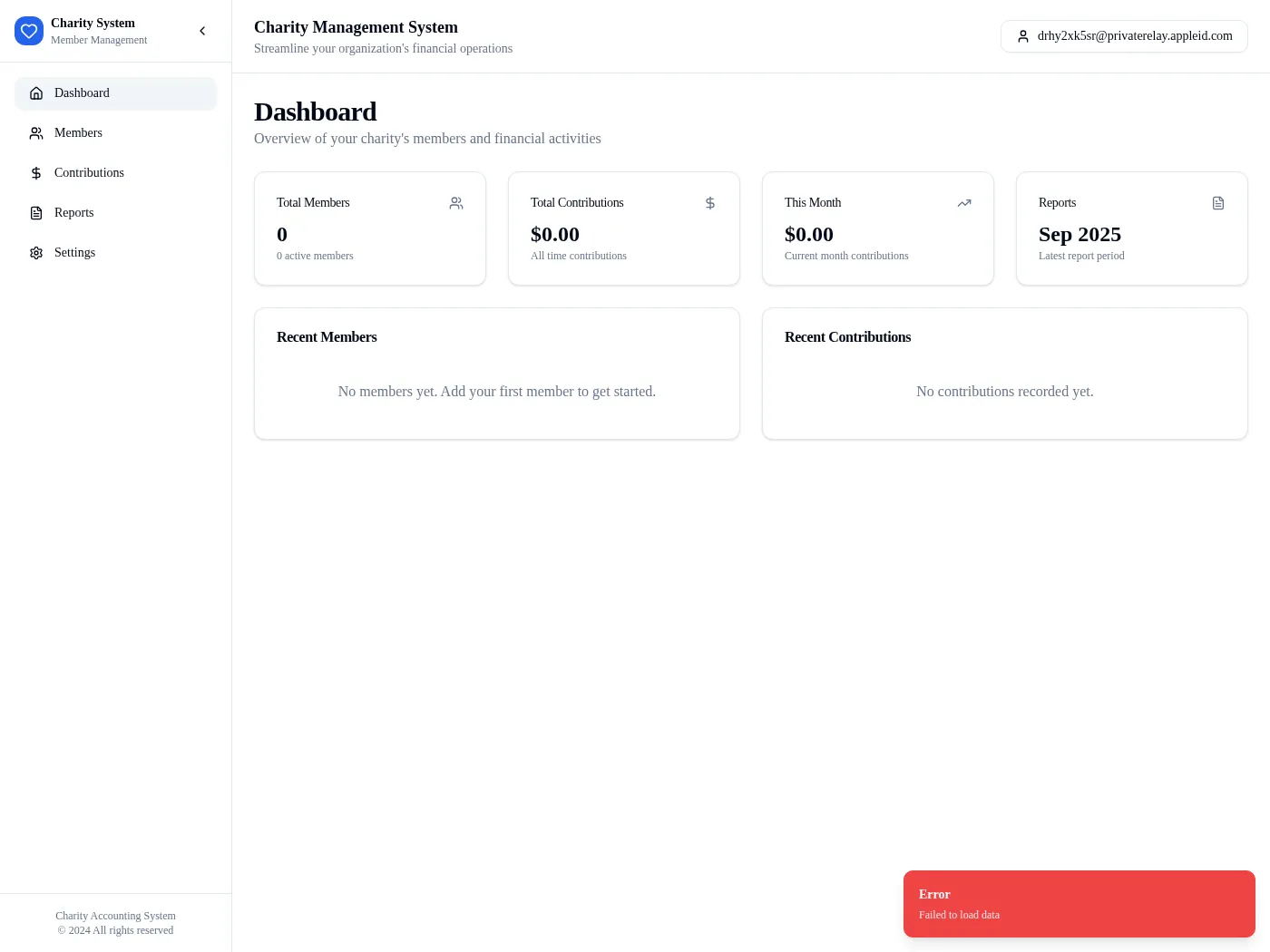 Charity Member Accounting & Reporting System
