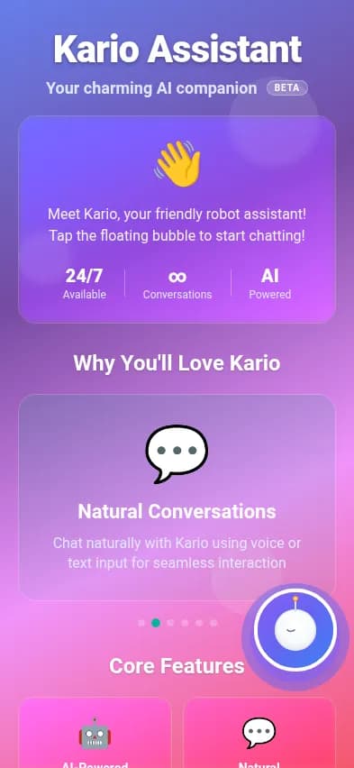 Charming Mobile Assistant: Floating Conversational Helper