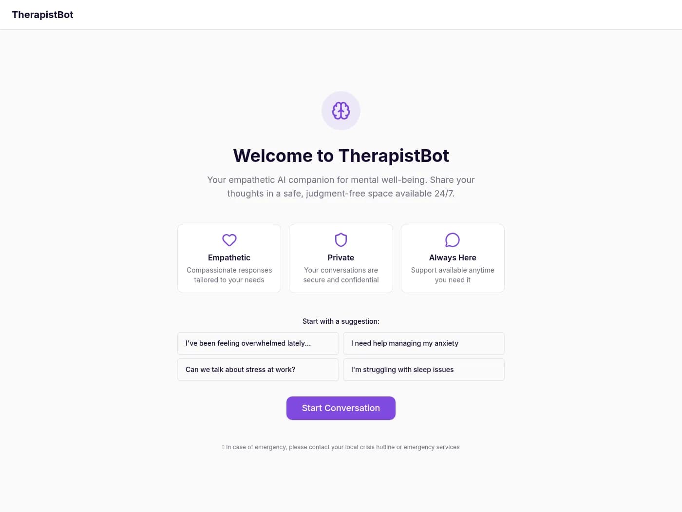 TherapistBot: Your AI Psychologist Chat Companion