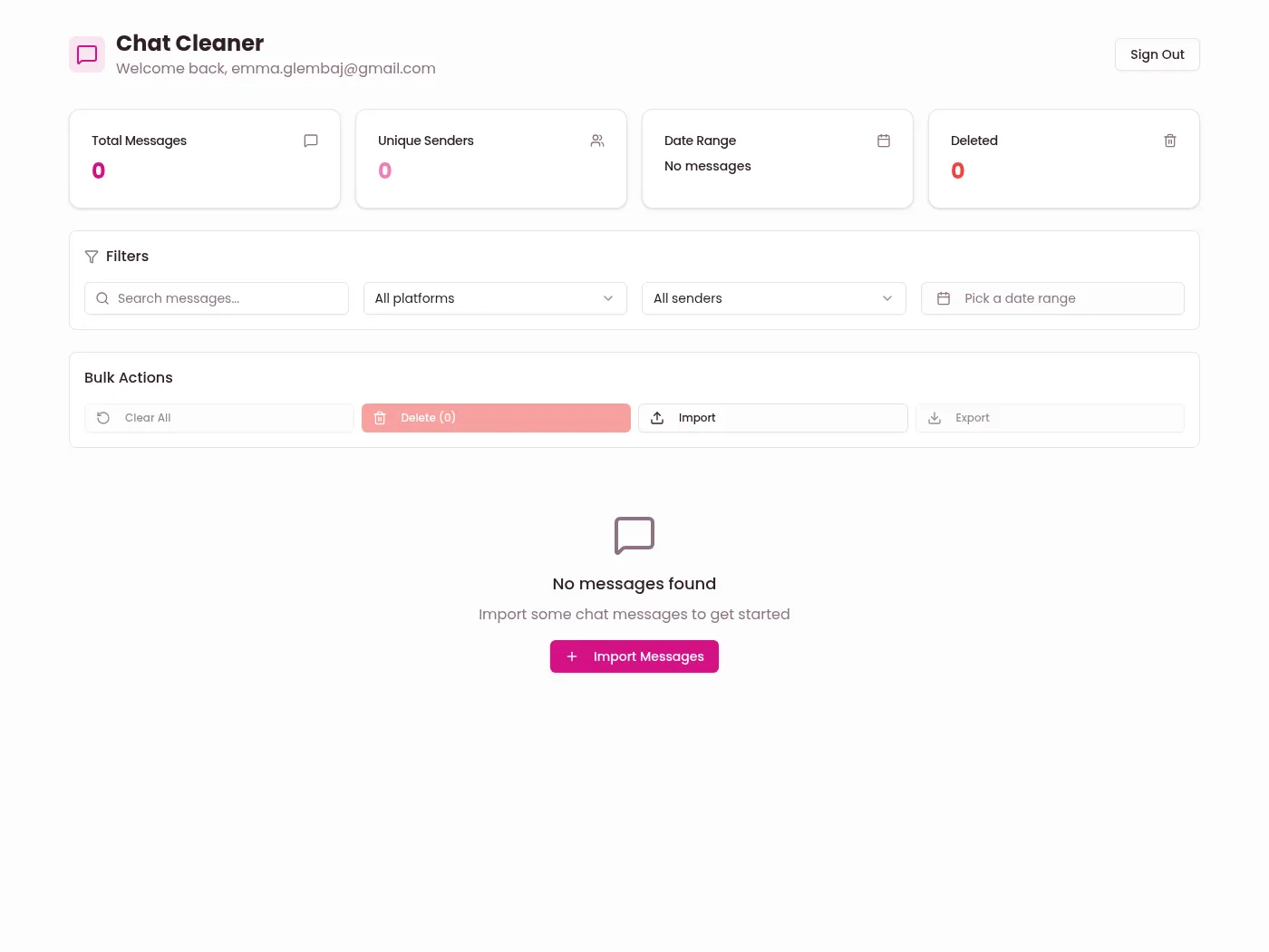 Chat Cleaner App